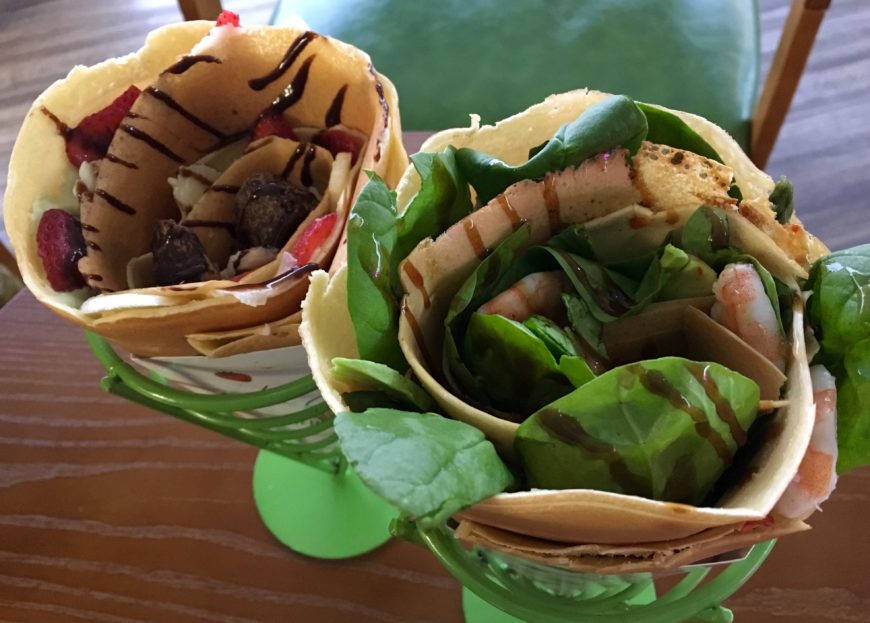 Sweet Chili Shrimp and Matcha Strawberry Chocolate Banana Crepes with ...