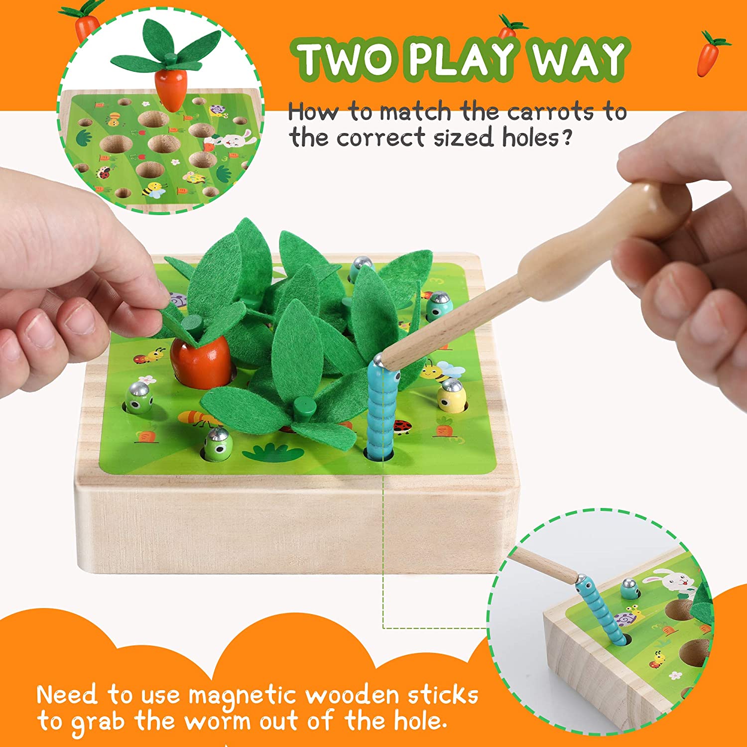 Smart Gifts: Carrot Harvesting and Worm Digging Wooden Magnetic ...