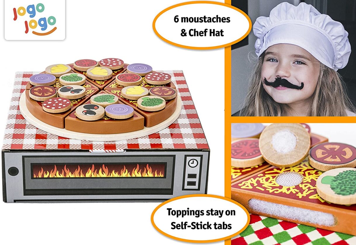 Brain Food: Pretend Pizzeria – 121 Piece Wooden Pizza Play Food Set ...