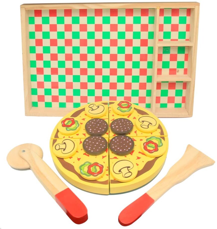 Brain Food: Pretend Pizzeria – Wooden Pretend Food Pizza Party Toy Set ...