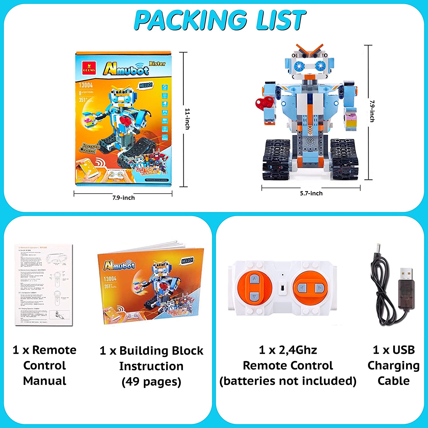 Robotics: GOOMY Build a Robot Remote Control Blocks Kit Intelligent RC ...