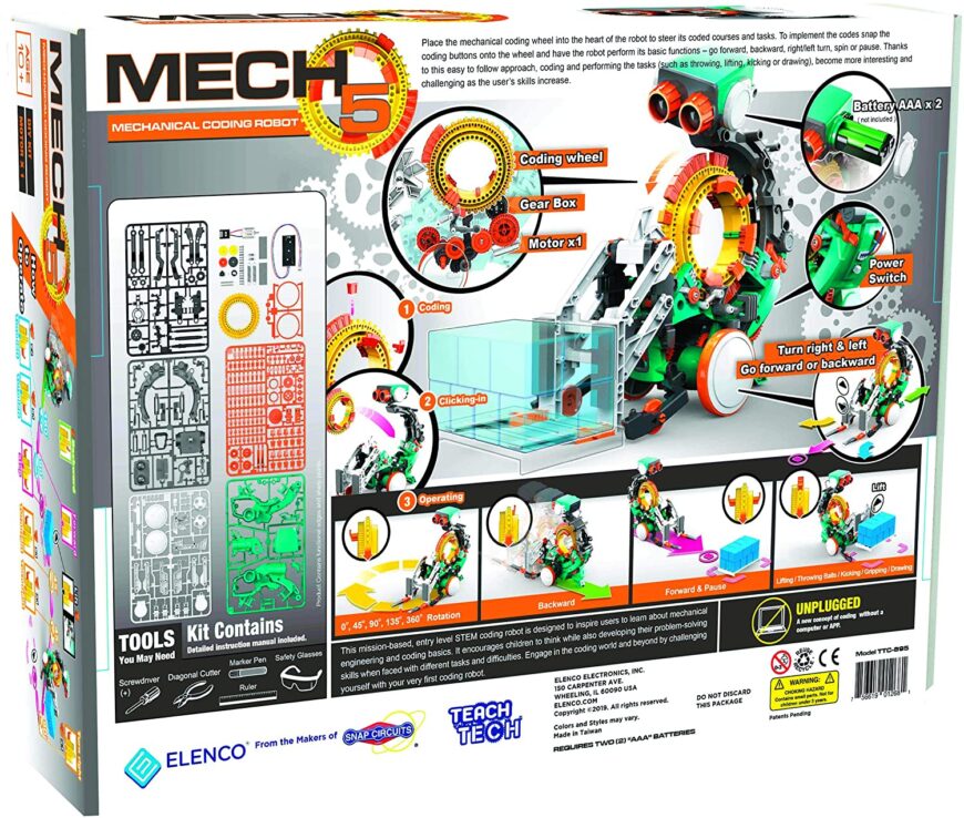 Robotics: Elenco Teach Tech “Mech-5”, Programmable Mechanical Robot ...
