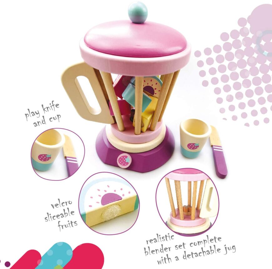 Smooth Moves: 8 Pc Wooden Smoothie Maker Toy – Play Set Includes ...