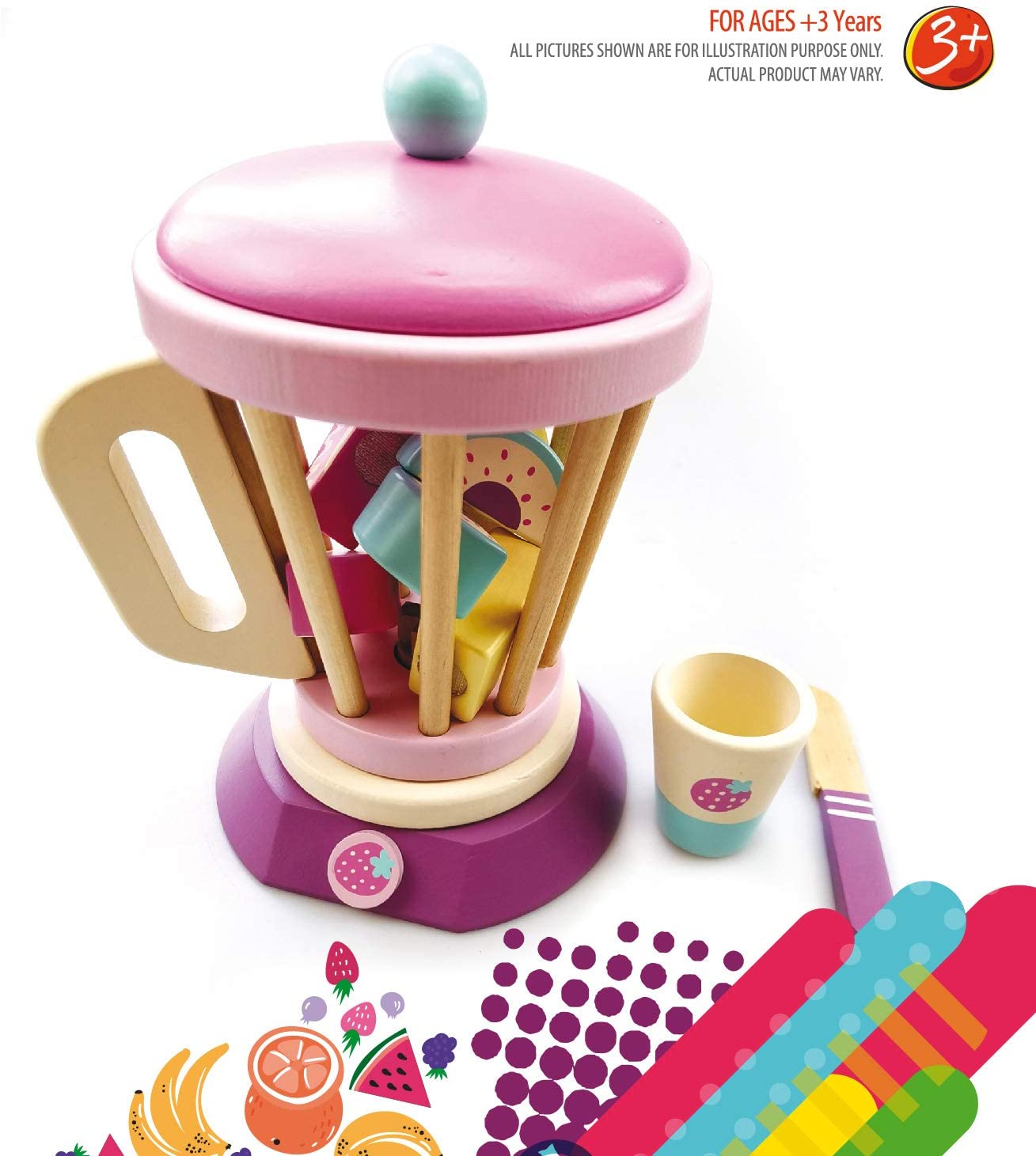 Smooth Moves: 8 Pc Wooden Smoothie Maker Toy – Play Set Includes ...