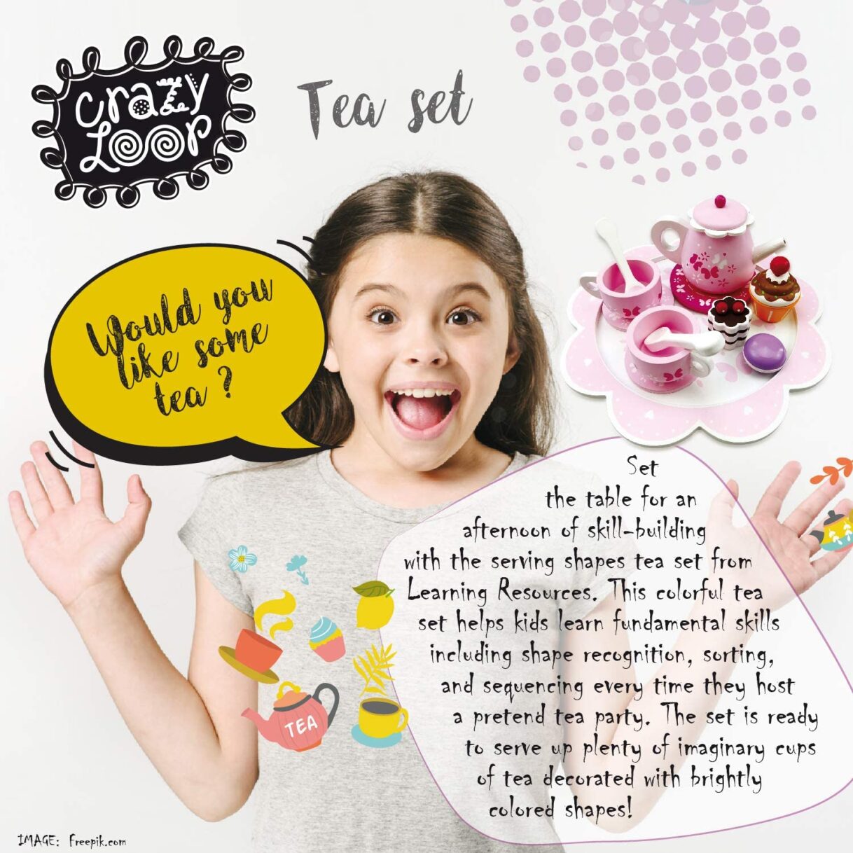 Tea Party Hard: 13 Pc Wooden Tea Set Toy with Tea Pot, Carrying Tray ...