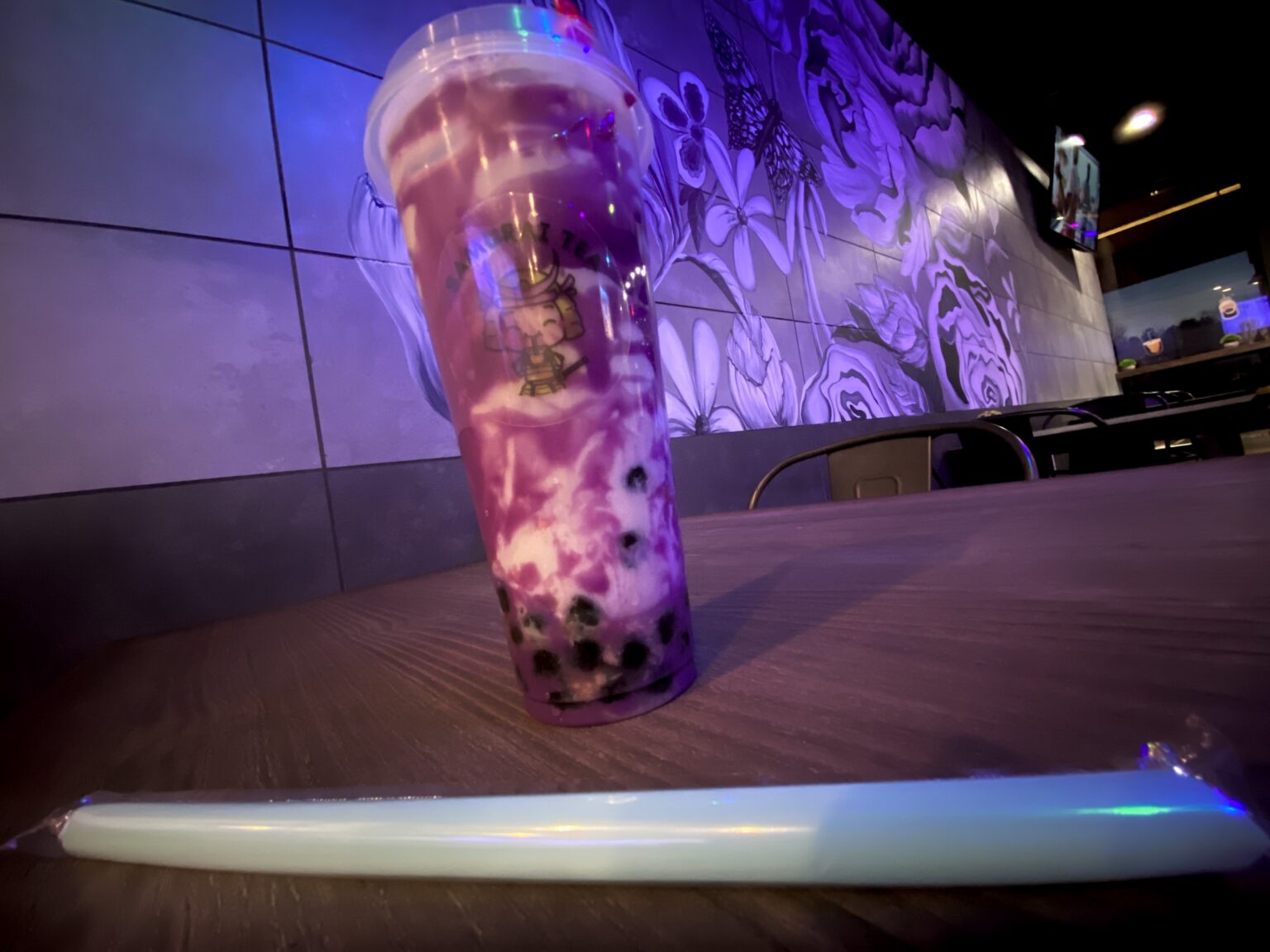 “Sasuke” Ube Swirl Taro Milk Tea and Thai Milk Tea with Cheese Foam and ...