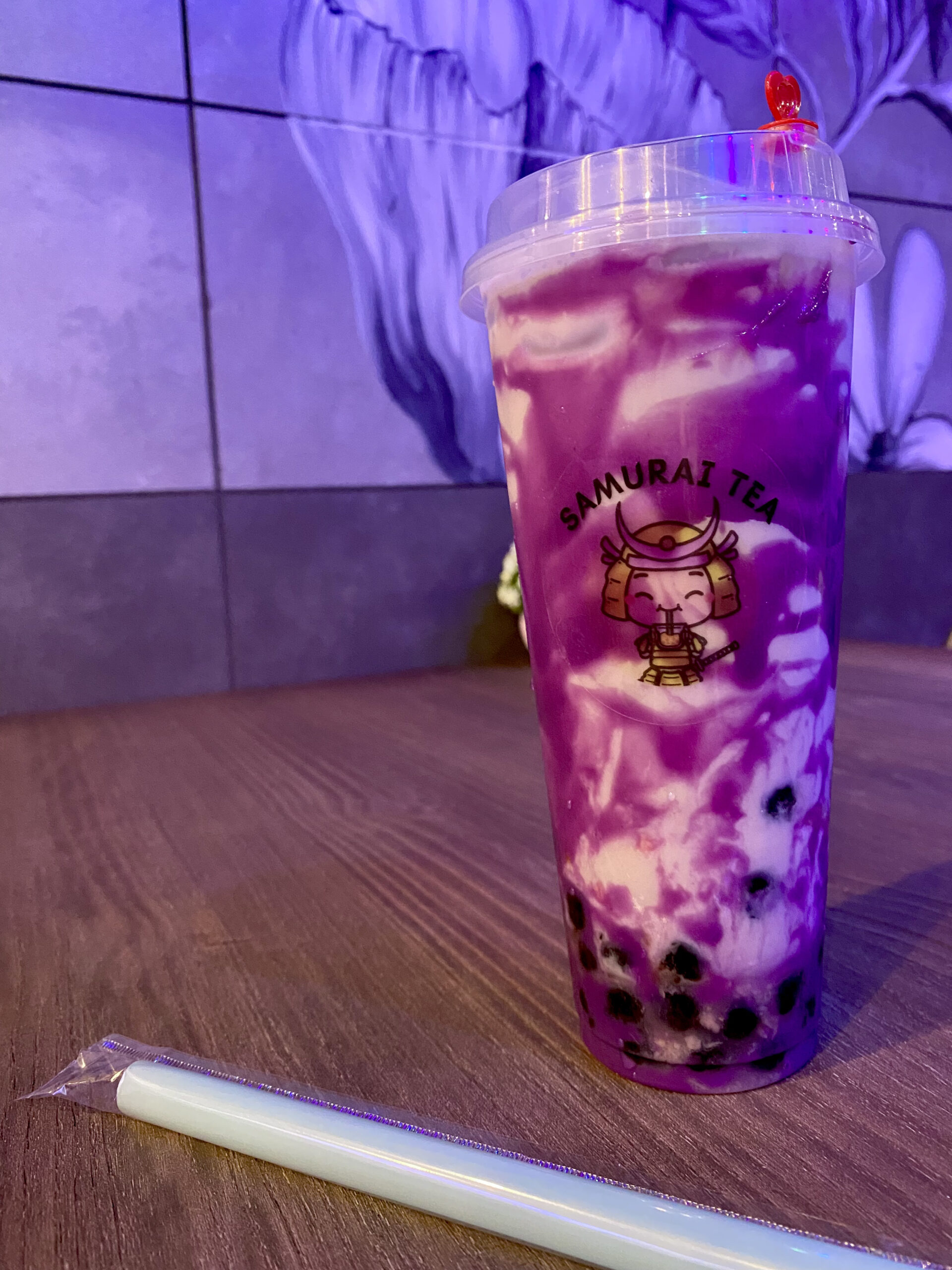“Sasuke” Ube Swirl Taro Milk Tea and Thai Milk Tea with Cheese Foam and ...