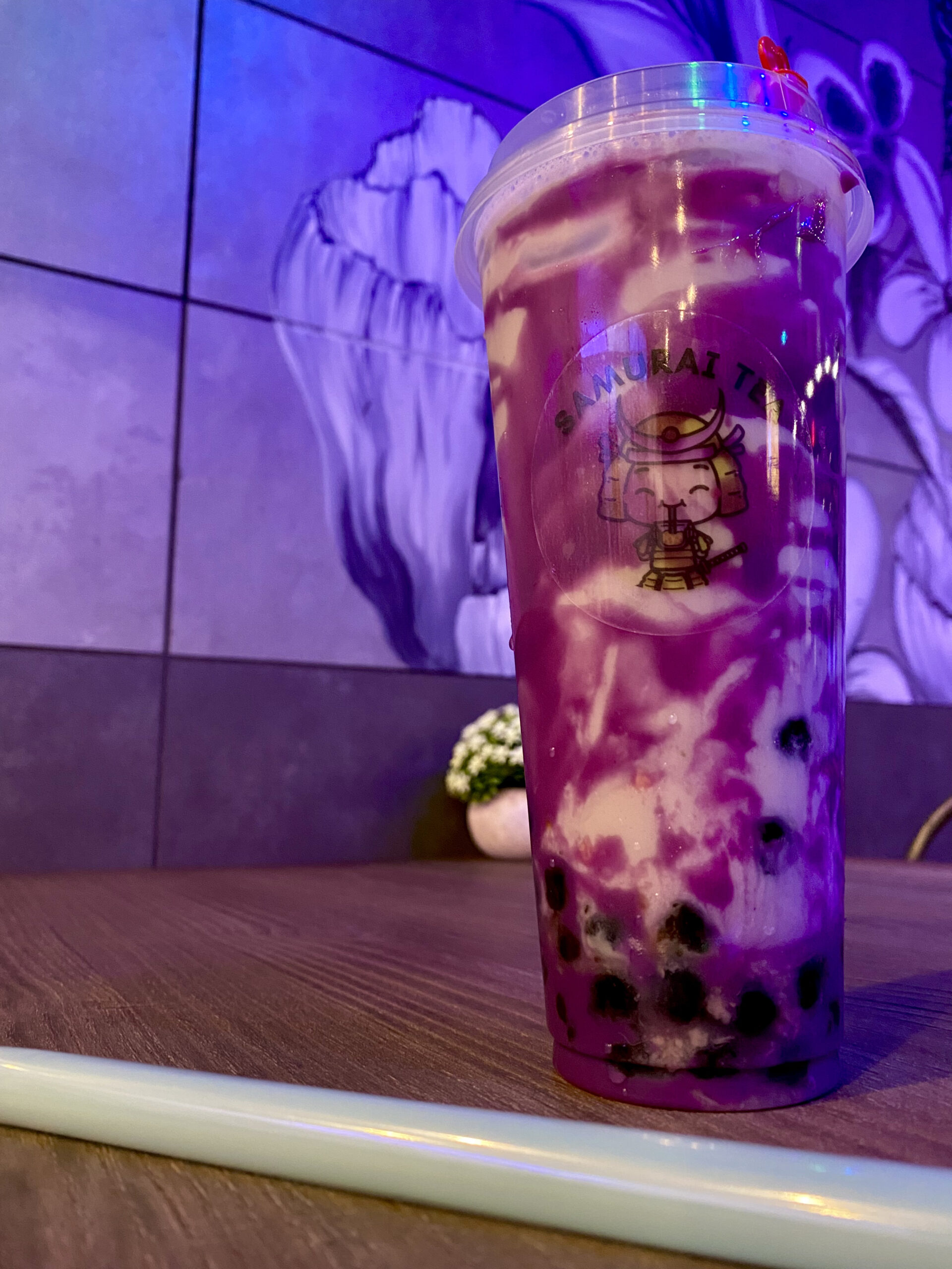 “Sasuke” Ube Swirl Taro Milk Tea and Thai Milk Tea with Cheese Foam and ...