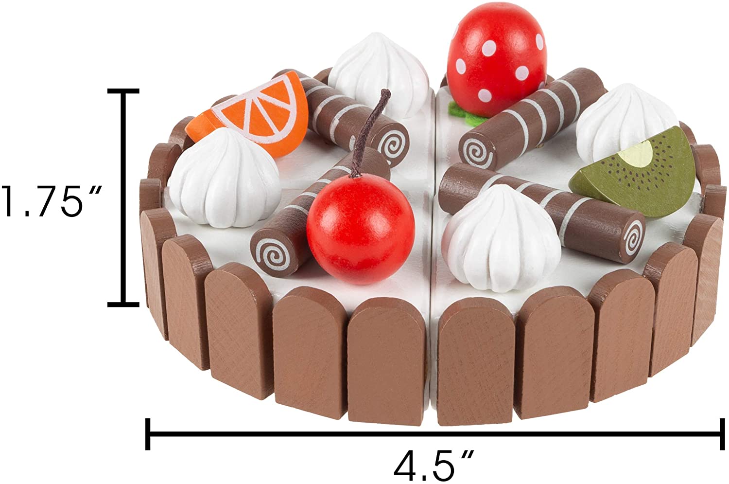 Hey! Play! Birthday Cake-Kids Wooden Magnetic Dessert with Cutting ...